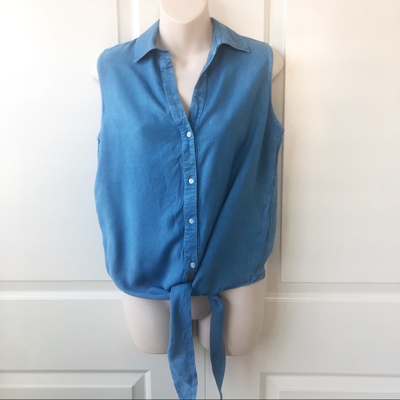 Style Envy | Tops | Style Envy Top Sleeveless Shirt Blue Knotted Ne ...